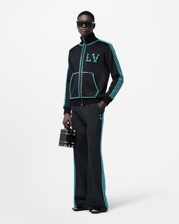 Embellished Cotton Track Trousers - Luxury Black | LOUIS VUITTON
