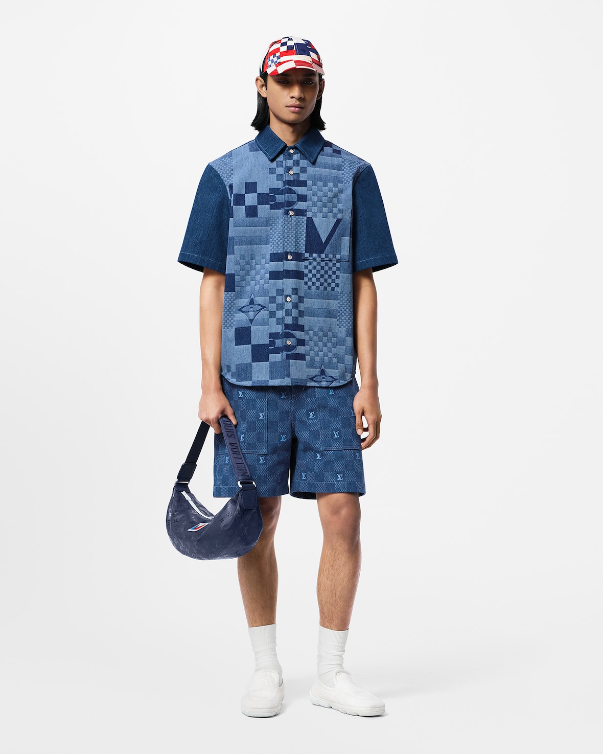 Embroidered Damier Denim Shorts - Luxury Blue | LOUIS VUITTON