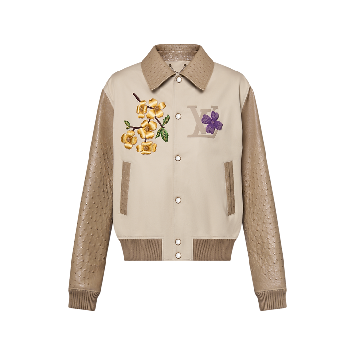 Embroidered Ostrich Varsity Jacket - Ready-to-Wear | LOUIS VUITTON