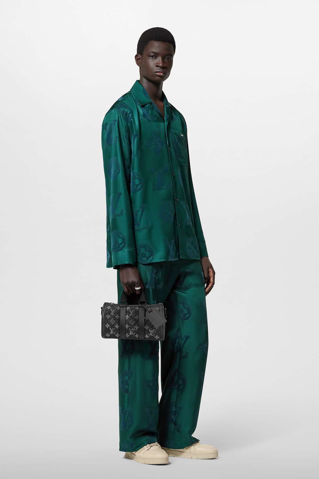 Monogram Flocked Silk Drawstring Trousers - Luxury Green | LOUIS VUITTON